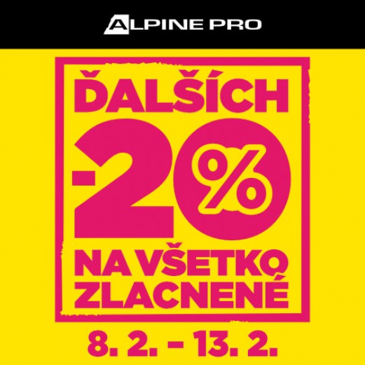 Dodatočná zľava -20% v ALPINE PRO je tu! | Zľavy a akcie v OC MAX Poprad Dodatočná zľava -20% v ALPINE PRO je tu! | Zľavy a akcie v OC MAX Poprad